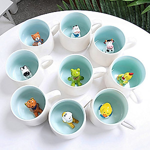 Frog Figurine Ceramics Coffeemugs Funny Teacups - 3D Animal Inside Coffee Mug for Boys Girls Women Men, 12oz