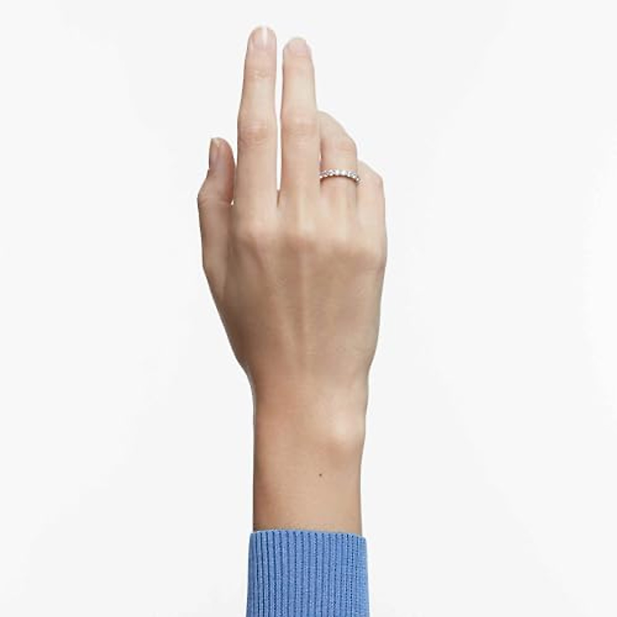 Swarovski Vittore XL Ring, Clear circle-cut Swarovski Crystals on a Rhodium Finish Setting, Size 6, Part of the Swarovski Vittore Collection