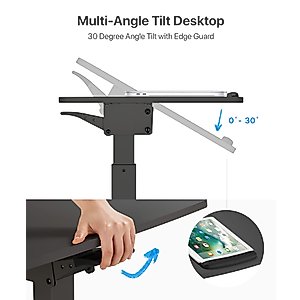 OCOMMO Mobile Podium - Pneumatic Standing Desk with 30 Degree Tilting Top, Adjustable Podium Stand, Lectern Portable with Wheels, Perfect for Lectures, Meetings, and Computer Use, Black