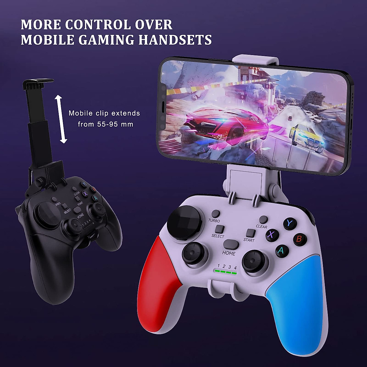 Megadream Wireless Mobile Gaming Controller Gamepad for iPhone/Android/iPad/PC/Switch/PS4/PC Joystick with Phone Holder, Supported Cloud Game, Streaming on PS5/Xbox, Turbo, White
