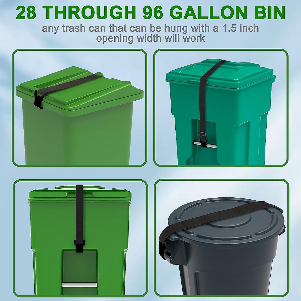 1PC Metal Double-Claw Trash Can Lock Straps for Animals,Bungee Cord Garbage Bin Lock,Outdoor Racoon Garbage Can Lid Lock Straps to Keep Racoons,Trash Can Bin Lid Locks Bungee Cord Outside【BLUE HOOKS】