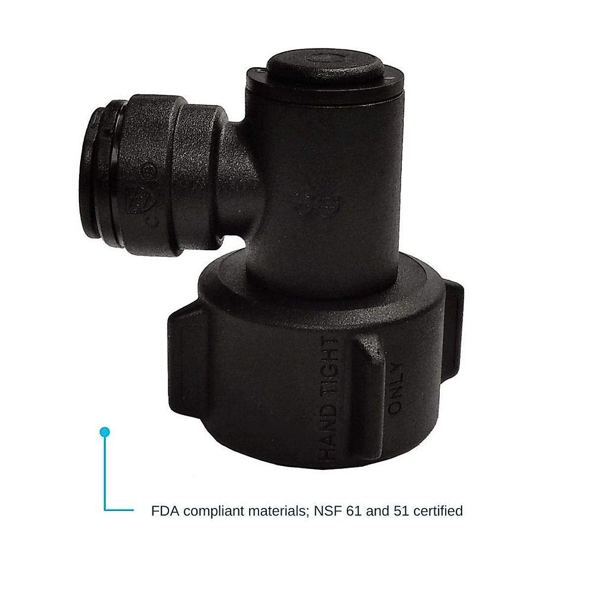 John Guest 3/4 Inch NH x 3/8 Inch OD ProLock Female Garden Hose Elbow, Push to Connect Plastic Plumbing Fitting, Black, NC2723P, 1 Count (Pack of 1)