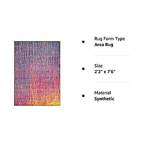 Nourison Passion Abstract Multicolor 2'2" x 7'6" Area -Rug, Easy -Cleaning, Non Shedding, Bed Room, Living Room, Dining Room, Kitchen (2x8)