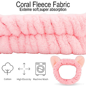 ANBALA Spa Headband for Washing Face Bunny Ears Headband Cute Animal Ear Headbands for Women Facial Headbands for Skincare Makeup Cosplay Microfiber Puffy Headbands (Pink, Gray, Blue)