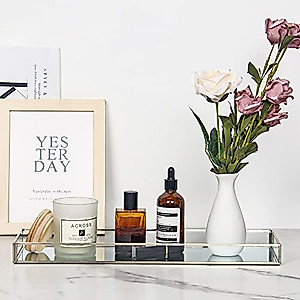 Affogato Sink Vanity Tray Mirror Bathroom Storage Tray, Bathtub Tray, Perfume Bottle Trays, Toothbrush Makeup Cosmetic Holder for Bathroom Vanity Countertops, Closets, Dressers (1Pc, Silver)