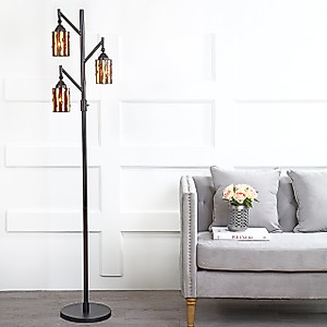 JONATHAN Y JYL8011A Clark Tiffany-Style 71" Multi-Light LED Floor Lamp, Tiffany, Traditional, Art Nouveau Style, Office, Living Room, Family Room, Dining Room, Bedroom, Foyer, Bronze