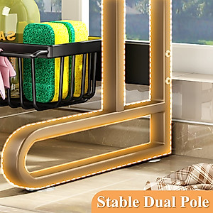 Over The Sink Dish Drying Rack, 3 Tier Adjustable Length Kitchen Counter Dish Rack Over Sink, Large Dish Drainer with Utensil Cup Holder, Black