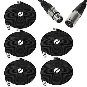 CYEAH XLR Microphone Cables 20 Ft - 5 Pack, Premium XLR Male to Female XLR Cable 3 Pin, XLR Cable Mic Cable Patch Cords for Microphone, Audio, Speaker, Black