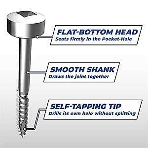 Kreg SPS-C1-500 Zinc Pocket Screws, 1-Inch, 7 Coarse Thread, Pan Head (500 Count)