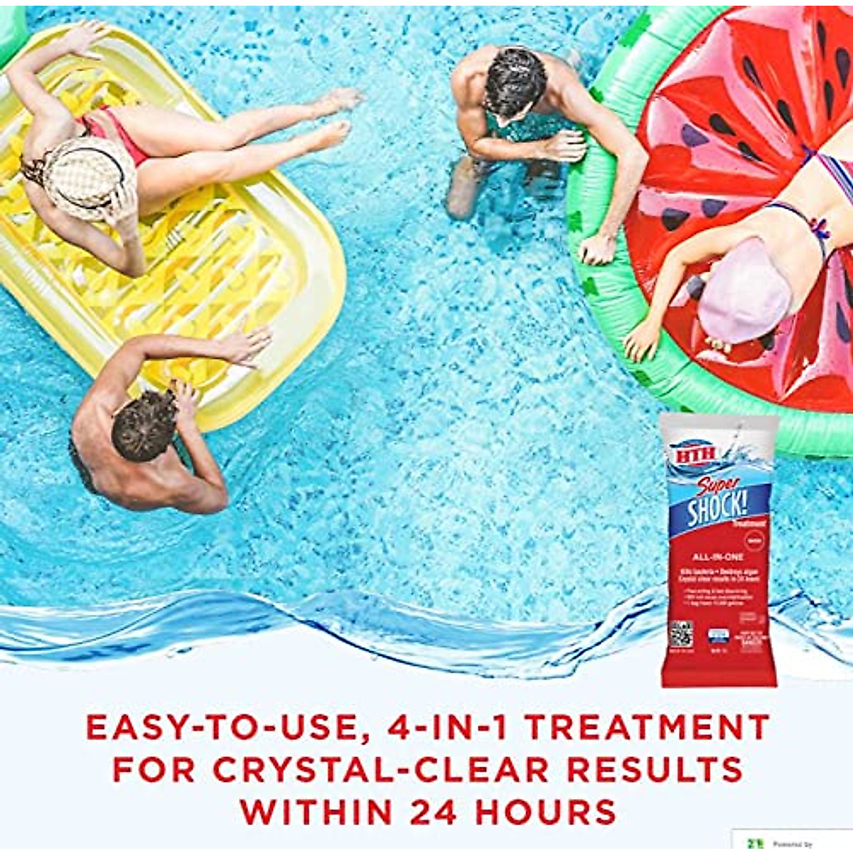 HTH 52123 Super Shock Treatment Swimming Pool Chlorine Cleaner, 1 lb (Pack of 15)
