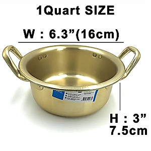 Jovely Korean Traditional Instant Ramen Small Hot Pot Set, 6.3" Aluminum Noodle Hot Pot(16cm, 1 Quart) with Lid, Silicone Hot Pot Holder, Premium Melamine Ramen Bowl, Chopsticks and Spoon Pack