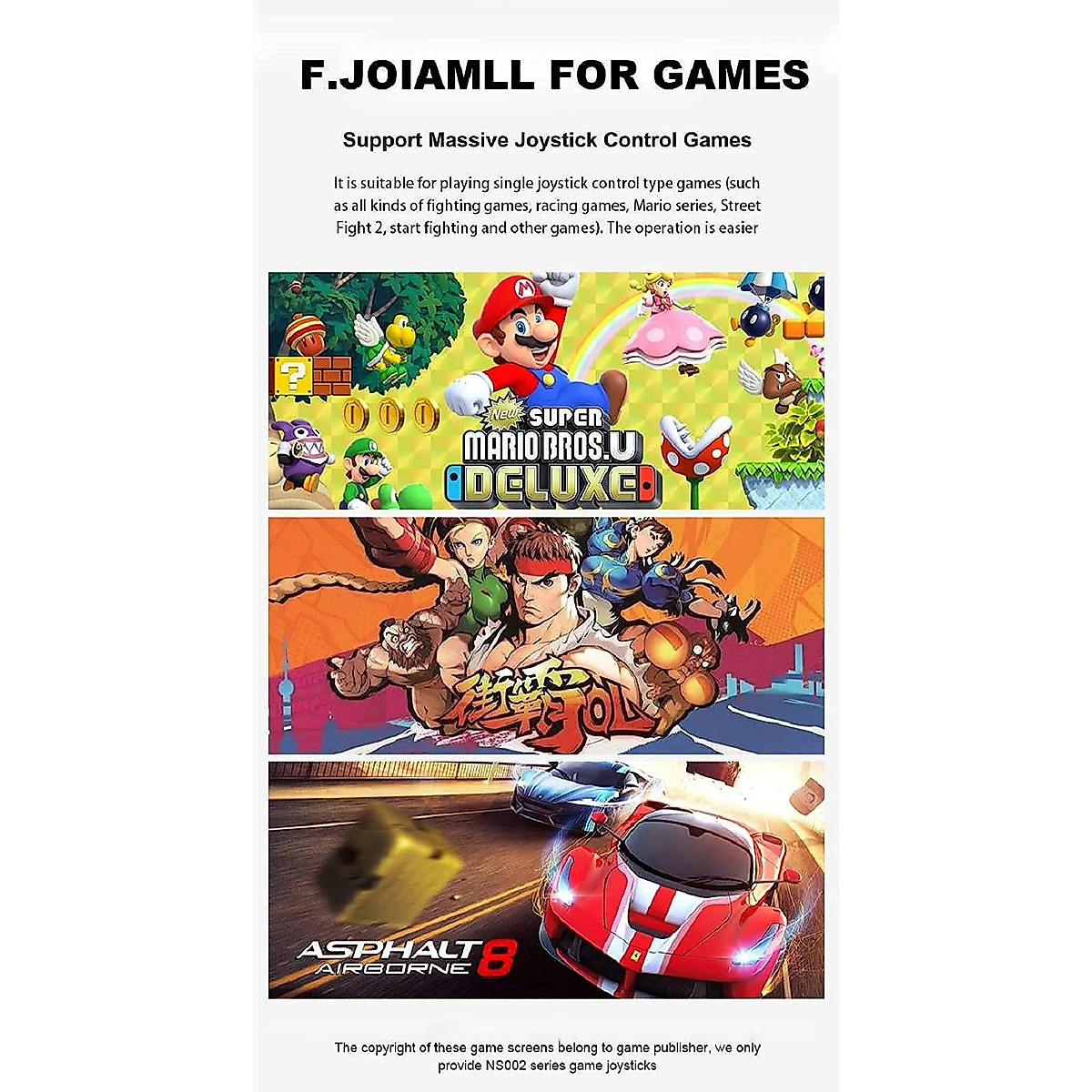 F.JOIAMLL Arcade Fight Stick Joystick for PS3, PC, Switch, N-Switch Pro,Android,support Turbo mode