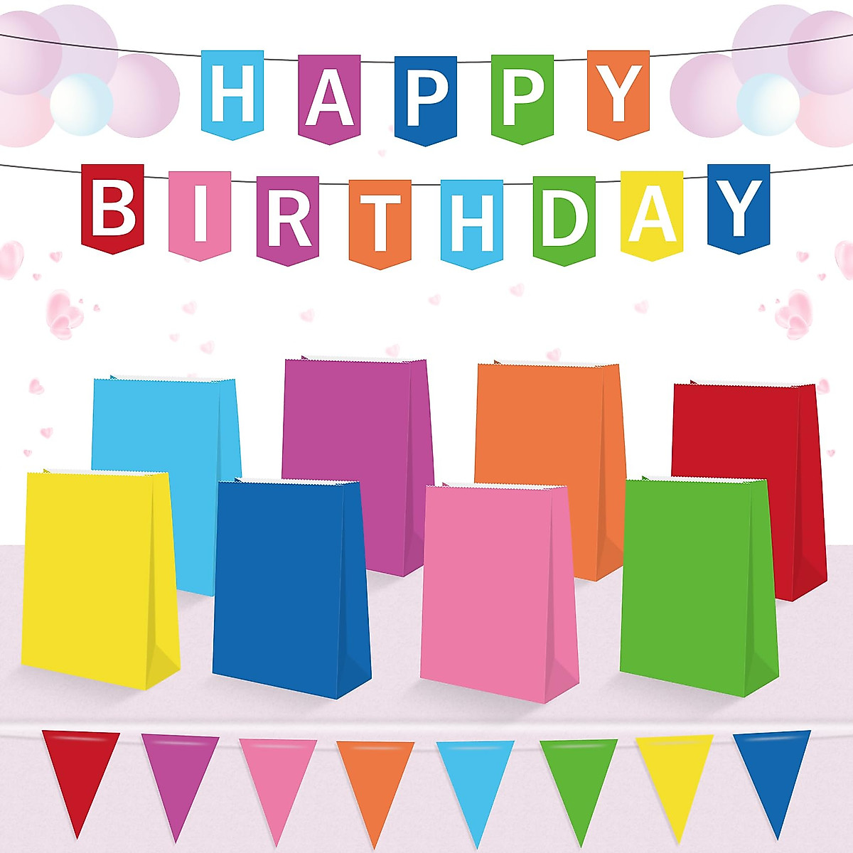 32 Pcs Kraft Paper Bags Party Favor Bags Colorful Small Gift Bags Rainbow Goodie Bags 8 Colors