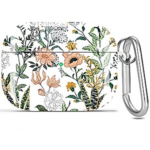 AirPods Pro Case Flower, Olytop Cute Hard Ladybugs Apple Airpods Pro Protective Case Cover Women Shockproof Cover Girls with Keychain for Apple AirPods Pro 2019 Charging Case - Flower/Cactus