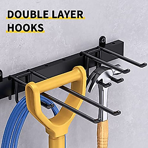 Venkuber Garage Storage, Garden Tool Organizers Wall Mount Broom Holder Shovel Hanger Heavy Duty Shelving Rack Hanging Hooks Power Tool Organization for Yard Shed Basement