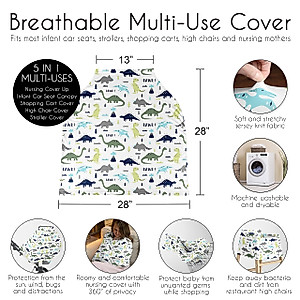 Sweet Jojo Designs Blue and Green Dinosaur Boy Infant Baby Car Seat Cover Nursing Breastfeeding Shopping Cart Stroller Canopy - Turquoise Dark Green Modern Boho Grey and White Mod Dinosaurs