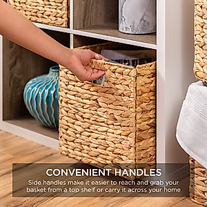 Best Choice Products 10.5x10.5in Hyacinth Baskets, Rustic Set Of 5 Multipurpose Collapsible Storage Organizer, Handwoven Laundry Totes for Bedroom, Living Room, Bathroom, Shelves - Natural