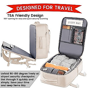 JCDOBEST Carry on Backpack, Extra Large Travel Backpack Airplane Approved Weekender Bag for Men and Women, Water Resistant Lightweight Daypack for Flight 40L, beige
