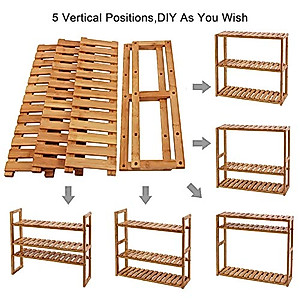 SONGMICS Bamboo Bathroom Shelf, 3-Tier Adjustable Plants Rack, Wall-Mounted or Stand, in the Living Room, Balcony, Kitchen, Natural UBCB13Y