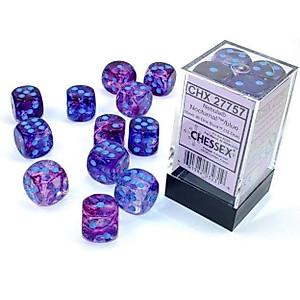 Chessex Nebula 16mm d6 Oceanic/Gold w/Luminary Dice Block (12 dice), Blue