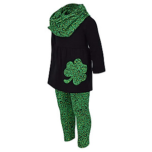 Unique Baby Toddler Big Girls St Patricks Day Speckled Clovers Outfit Shirt Pant Kids Legging Set Dress (7/XXL, Green)