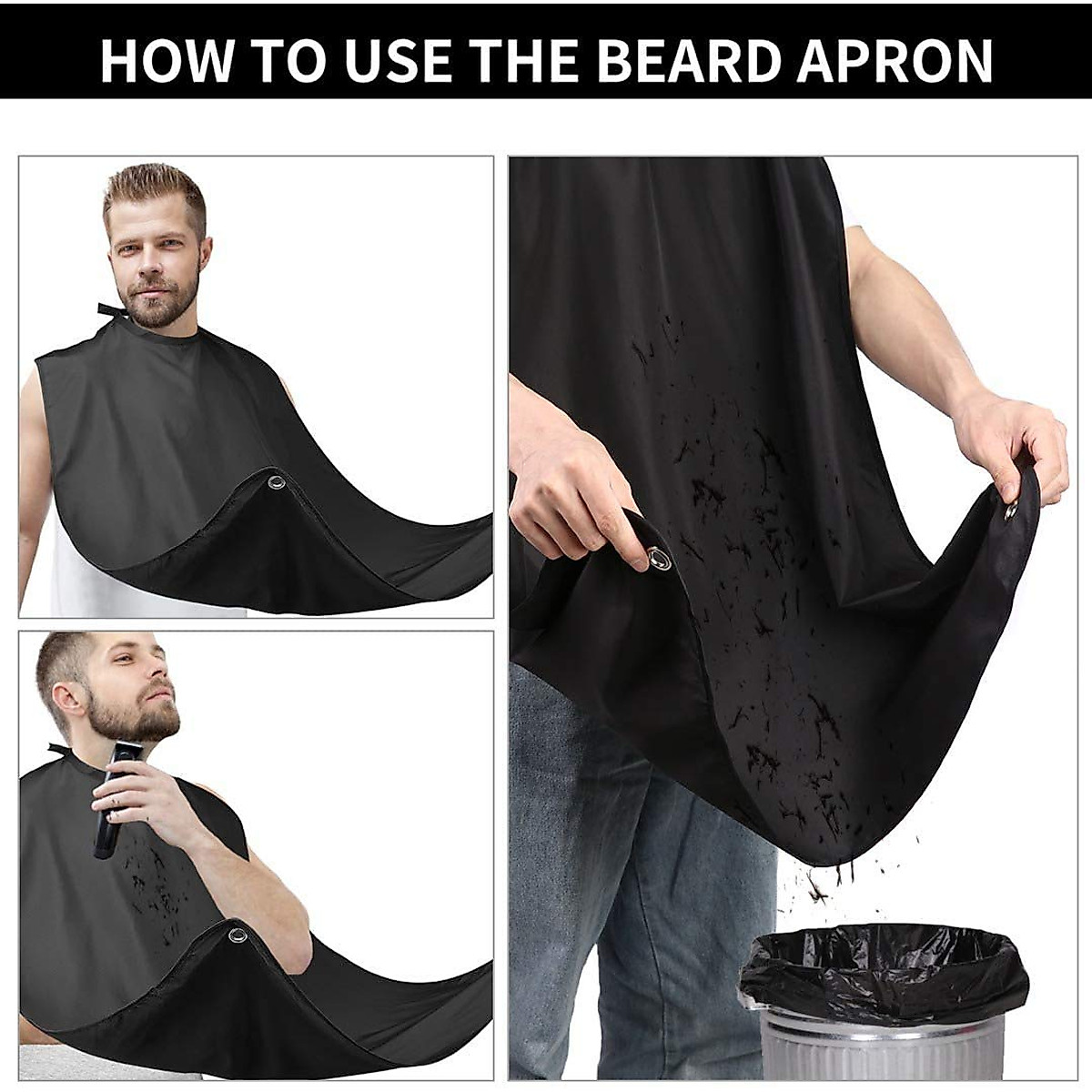JFAN Men's Beard Bib Beard Hair Shaving Trimming Hair Cutting Cape Beard Catcher Suction Cups Home Salon