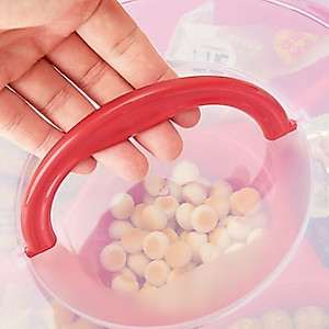 FEOOWV 78oz Food Storage Container With Dividers-Halloween Candy Tray with Lid and Handle 6 Compartments for Party Platter,Vegetable Relish Fruit Tray,Snackle box (Red)