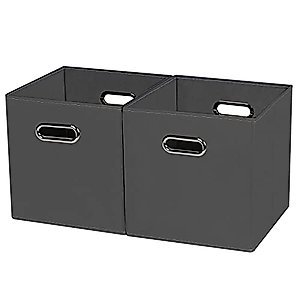 DABEACT Foldable Storage Cubes Bins , Fabric Storage Bins Cubes Organizer Baskets with Dual Handles for Bedroom Set of 2,(Grey)