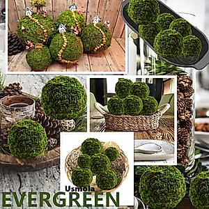 Usmola 18pcs Fake Moss Balls, 6pcs 3.2" Faux Green Balls + 12pcs 2" Artificial Moss Decorative Balls for Centerpiece Bowls (Green)