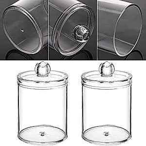 Tbestmax 10-Ounce Qtip Holder Dispenser Apothecary Jars with Lids for Cotton Ball Swab Pad, Bathroom Canisters Organizer (2 Pack)