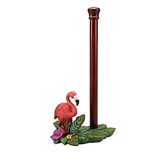 Ebros Gift Tropical Birds of Paradise Graceful Pink Flamingo Kitchen Dining Paper Towel Holder Dispenser 15" High Home Accent Western Decorative Figurine Dinner Table or Bar or Countertop Centerpiece