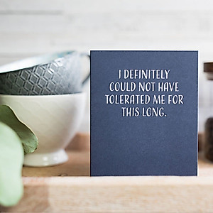 Funny Anniversary Cards For Husband Or Wife, Funny Anniversary Cards For Him, Blank Inside, I Definitely Could Not Have Tolerated Me For This Long By Modern Wit