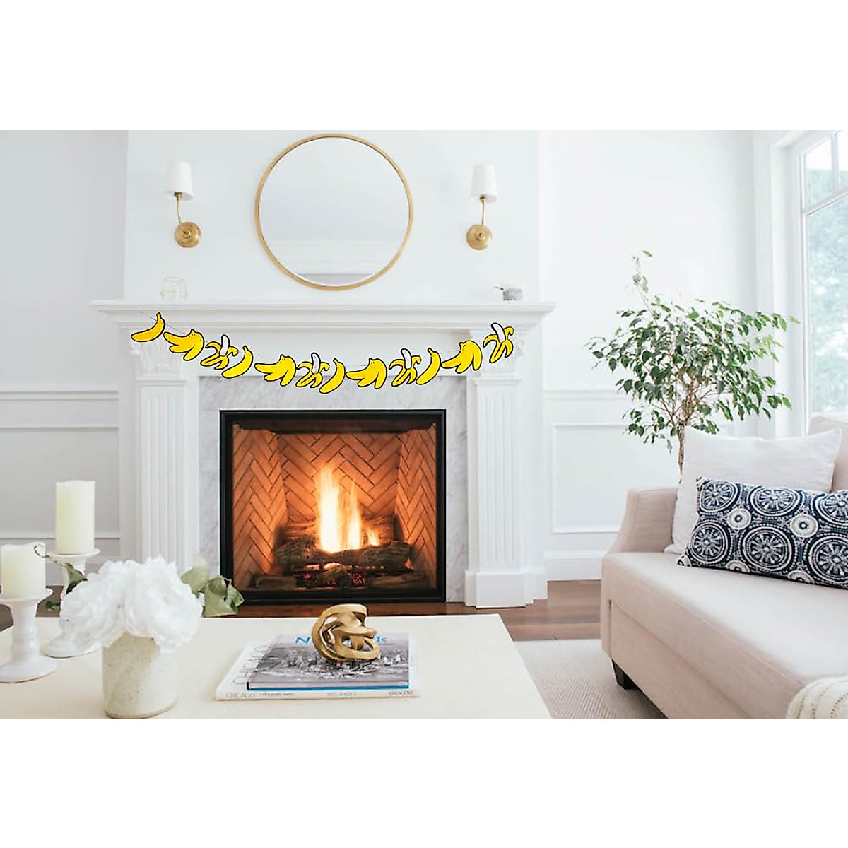 Banana Birthday Banner Cute banana Party Supplies Baby Shower Birthday Decorations for banana tropical fruits Theme- 12Pieces