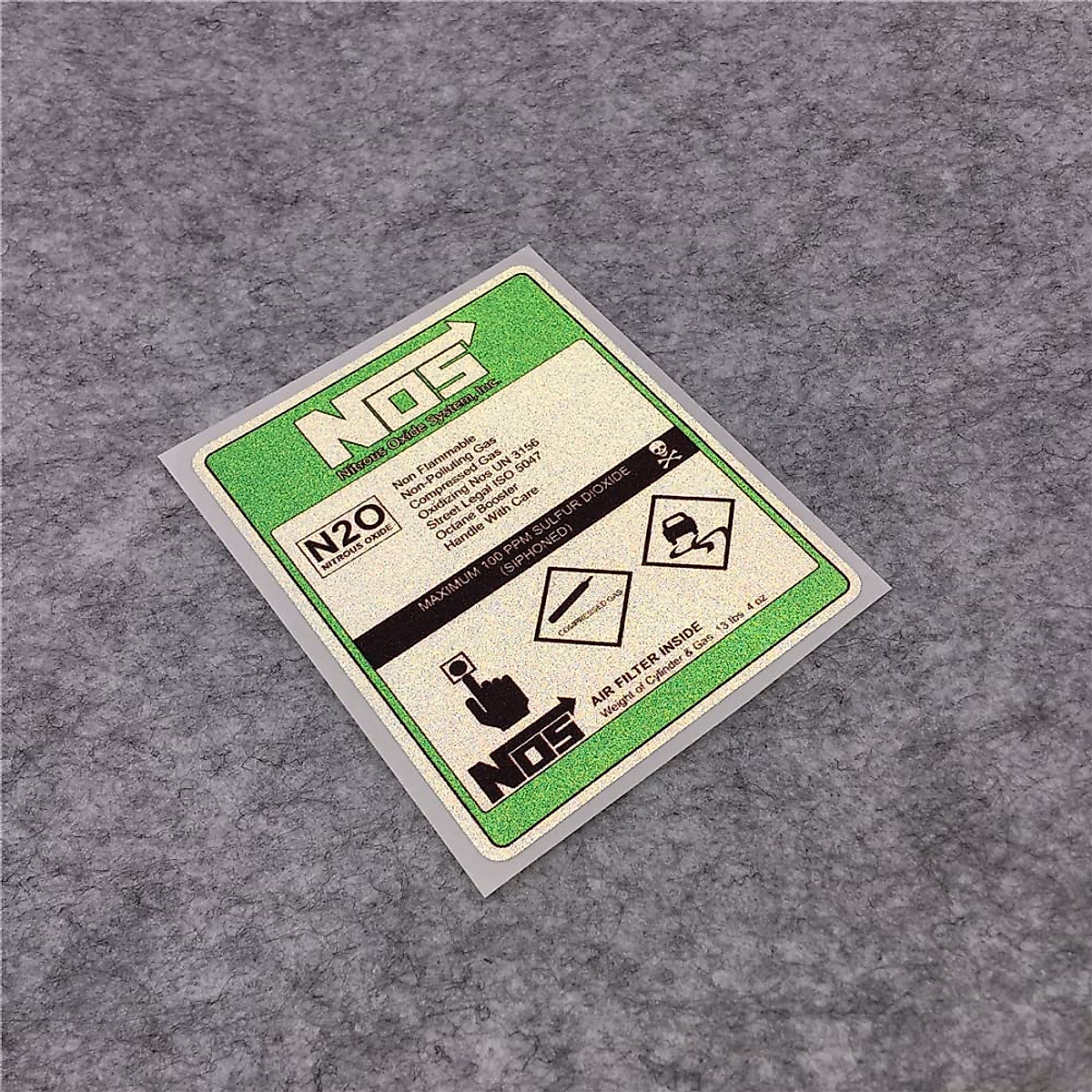 Car Sticker Motorcycle Oil Tank Box Bike Fire Hydrant Decal Vinyl Bumper for Warning NOS Nitrous Oxide Systems Oxidizer 2PCS 100x80mm (C Green)