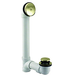 Westbrass Tip-Toe Sch. 40 PVC Bath Waste with One-Hole Elbow, Polished Brass, D49321-01