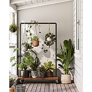 VASAGLE Clothes Rail for Bedroom, Heavy-Duty Clothes Rack, Industrial Pipe Rolling Garment Rack with Shelf, Top Rail Max. Load 90 kg, Laundry Room, Retail Store, Rustic Brown and Black HSR65BXV1