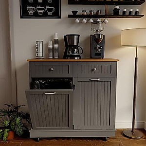 Alorksi Kitchen Island with Trash Cabinet