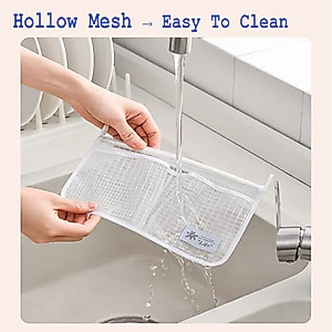 ThreeFourIU Refrigerator Door Organizer Set, Fridge Hanging Mesh Bag for Kitchen Storage Bag, Household Sundries Sorting Bag Used to Refrigerator Side Door, Only for Small Objects Containers, 4 Packs