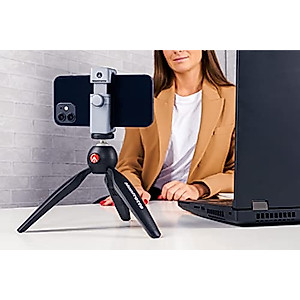 Manfrotto MTPIXIMII-B, PIXI Mini Tripod with Handgrip for Compact System Cameras, Made in Italy, for DSLR, Mirrorless, Video, Compact Size, Technopolymer and Aluminium, Black