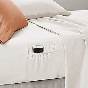 Comfort Spaces Bed in A Bag - Trendy Casual Design Cozy Comforter with Complete Sheet Set with Side Pocket, All Season Cover, Matching Shams, Twin(66"x90"), Gloria, Damask Coral 6 Piece