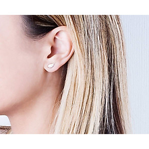 Tiny Rose Gold Leaf Stud Earrings - Designer Handmade Simple Post Earrings