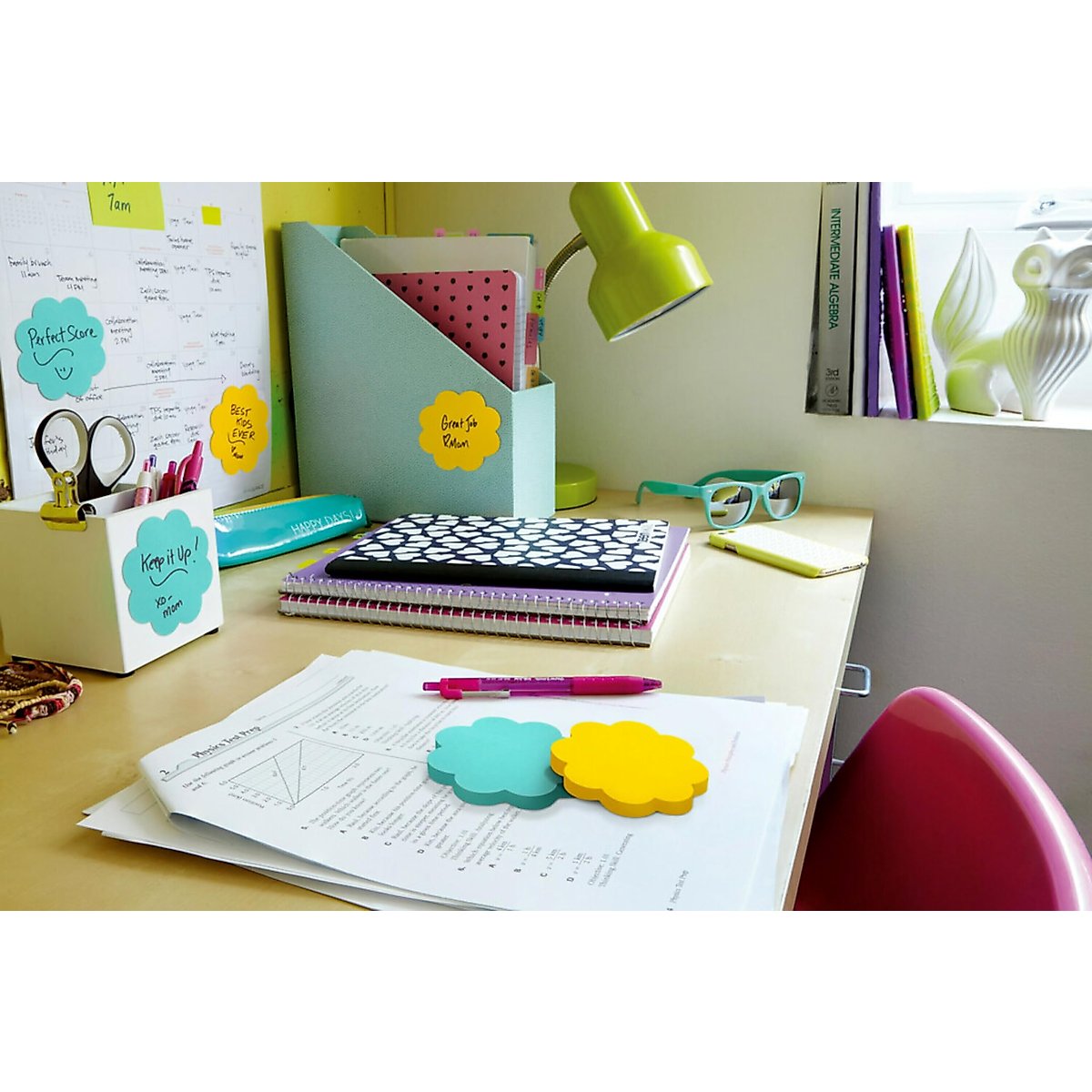 Post-it Super Sticky Notes, 3x3 in, 2X the Sticking Power, Daisy Shape, Assorted Colors, (7350-DSY)