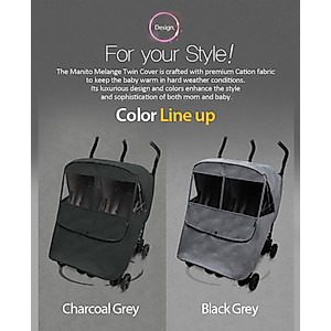 Manito Elegance Alpha Twin Stroller Weather Shield/Rain Cover (Navy)