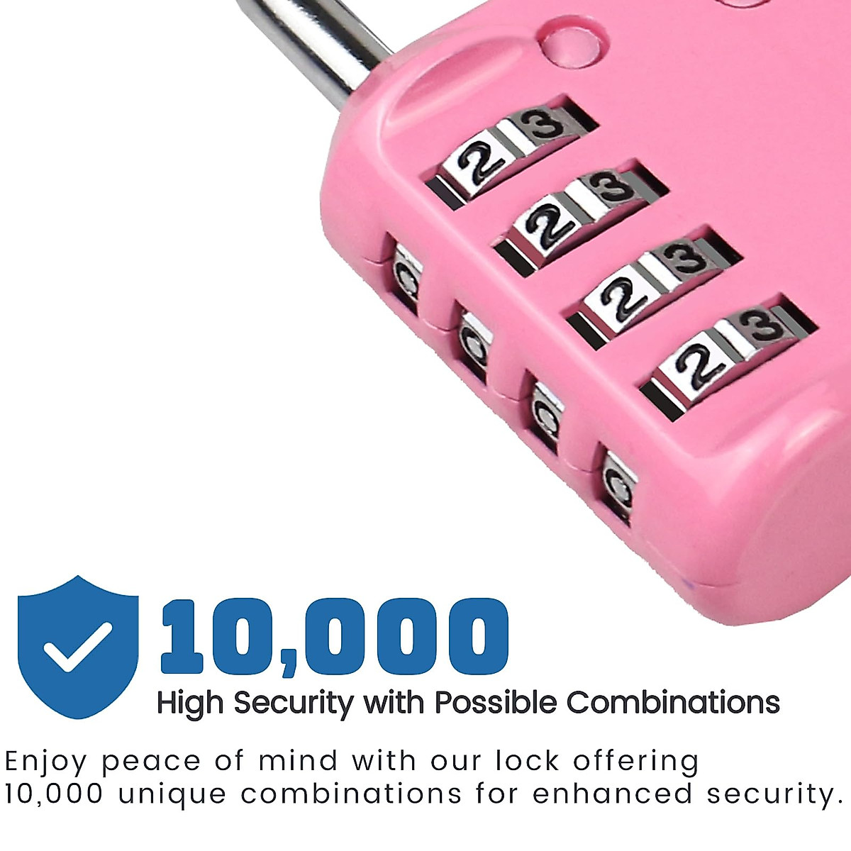 RESET-060 4 Digit Combination Lock Outdoor Padlock for School Gym Sports Locker Fence Toolbox Gate Suitcase Hasp Pink