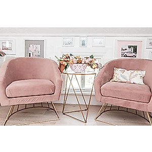 HomePop Metal Accent Table Triangle Base Round Mirror Top, Gold