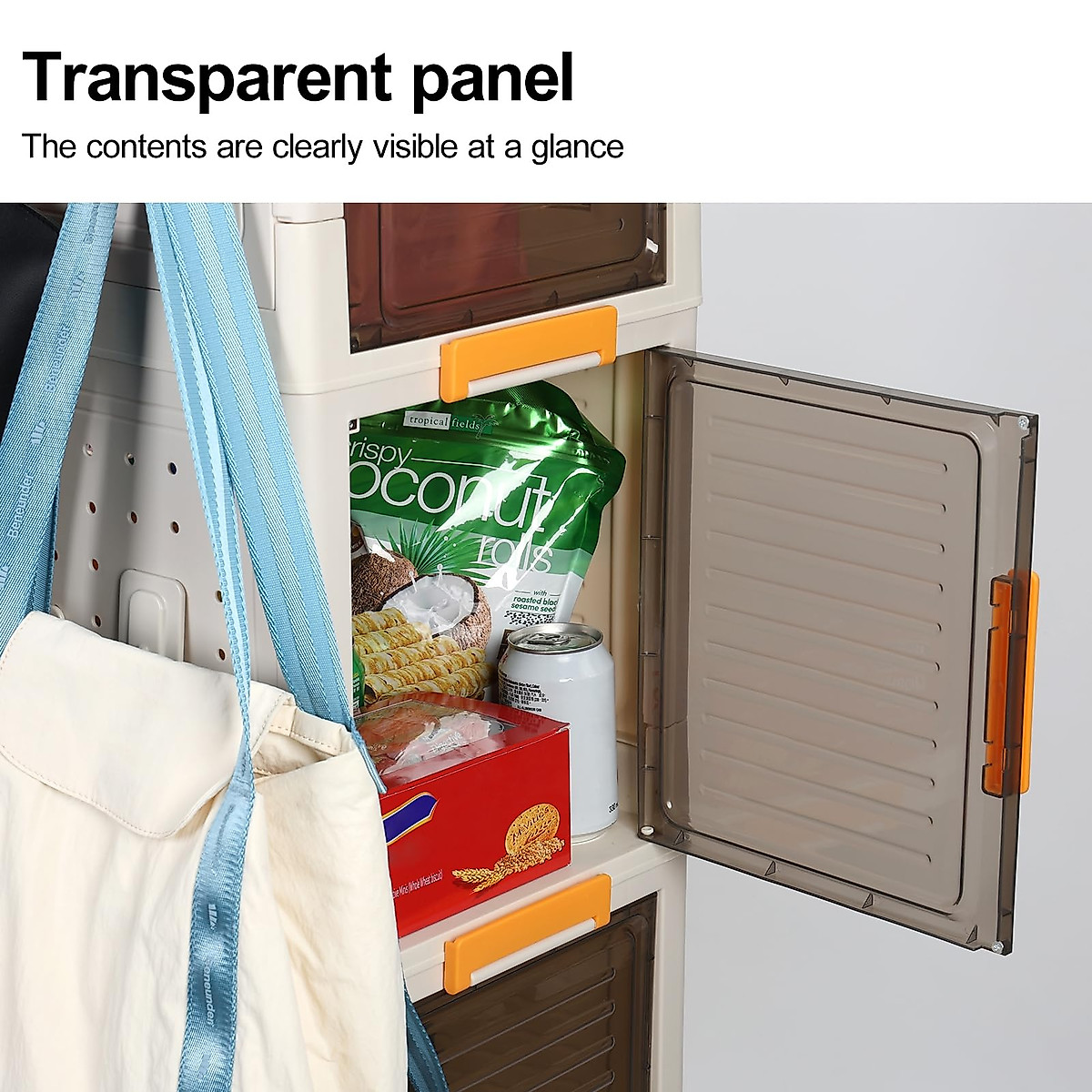 GIFZES Closet Organizers and Storage with Lids and Doors, 4 Tier Plastic Storage Bins Organizer, Collapsible Stackable Storage Bins with Wheels, Folding Storage Box for Closets White