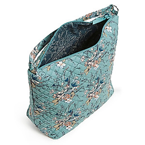 Vera Bradley Women's Cotton Oversized Hobo Shoulder Bag, Sunlit Garden Sage - Recycled Cotton, One Size