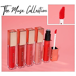 EVELIER Luxury Line: MUSE - Moisturizing Smooth Creamy Fruity Colors Lipstick Lipgloss - For Sexy Lips, Highly Pigmented, Instant Shine Lip Gloss (Raspberry Red)