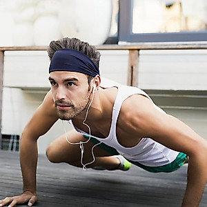 Jesries 8 PCS Sport Headbands for Men Workout Hair Band Athletic Sweatbands Non-Slip Moisture Wicking Unisex Head Bands for Running Cycling Training