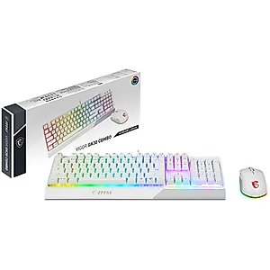 MSI Vigor GK30 Combo White, 6-Zone RGB GK30 Gaming Keyboard & GM11 Gaming Mouse, Water Repellent & Splash-Proof, 5000 DPI